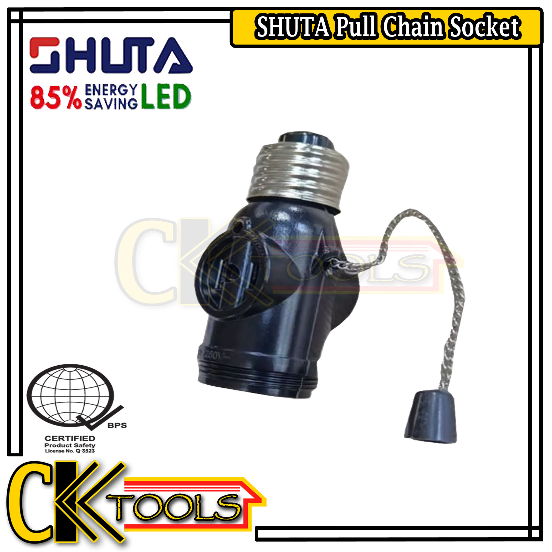 SHUTA PULL CHAIN SOCKET W/ 2 FLAT PIN OUTLETS STE-Y006 BPS CERTIFIED ...
