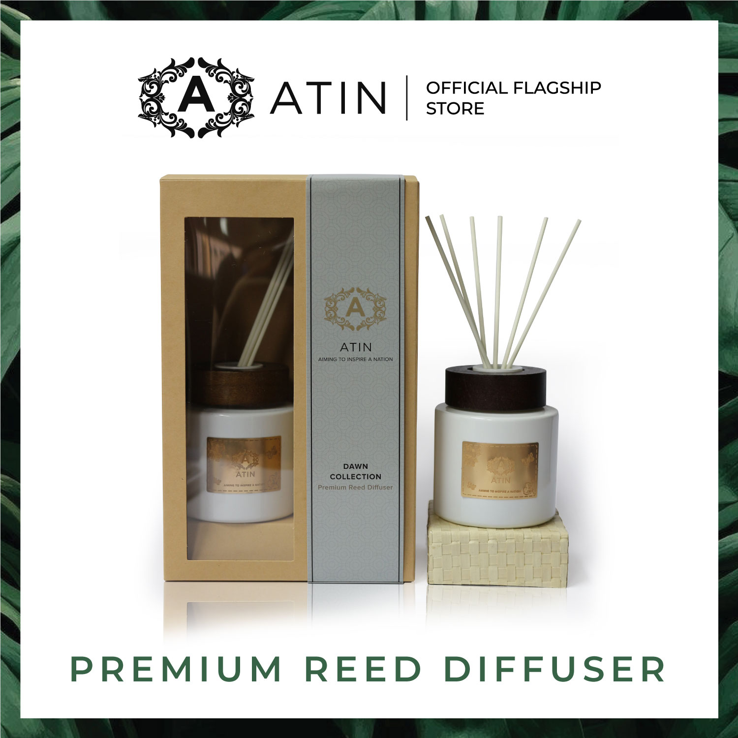 ATIN Premium Reed Diffuser Dawn Collection Green Tea and Coconut 100ml | Lazada PH