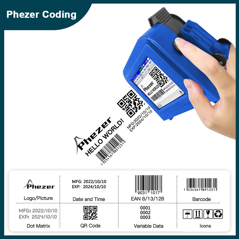 LED Handheld Inkjet Printer Intelligent USB Production Date Food ...