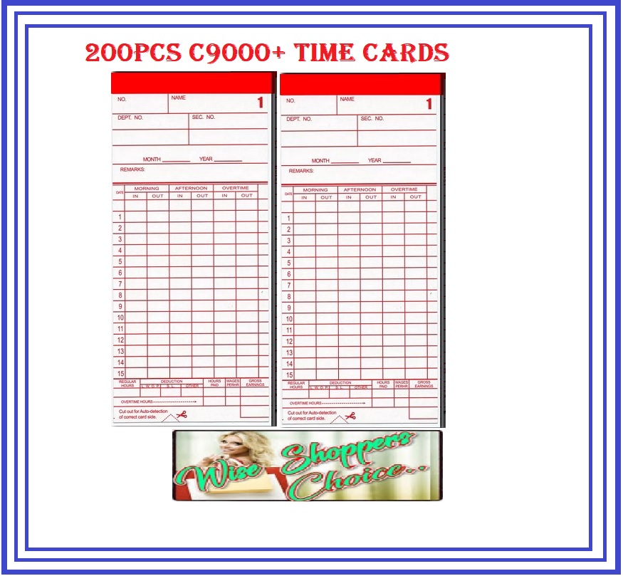 200 pcs. Time Card Time Cards Standard Time Card for Bundy Clock ...
