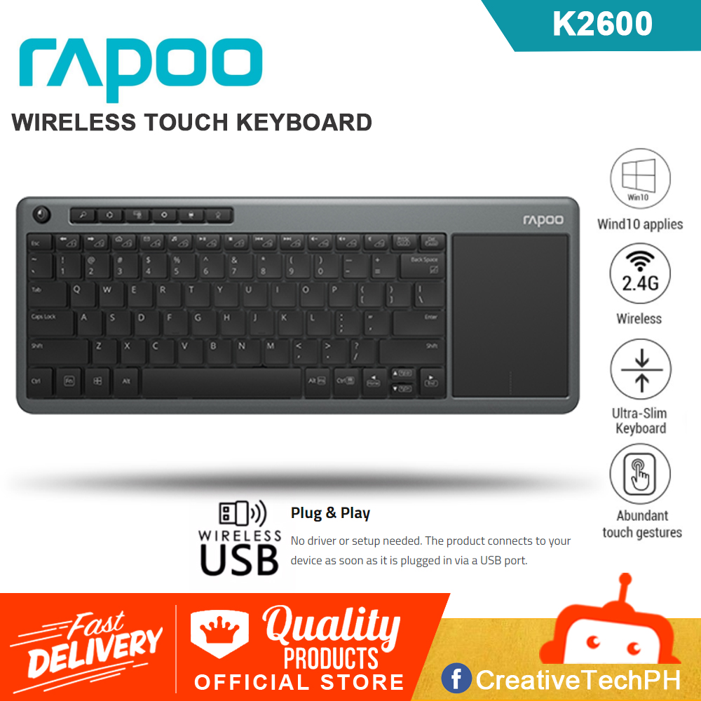 Rapoo K2600 Wireless Touch Keyboard Designed for easy and relaxed PC-to ...