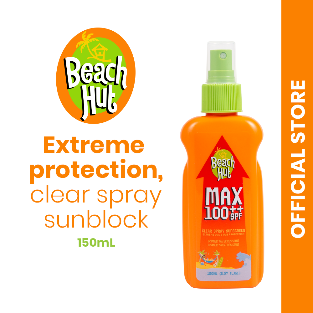 Beach Hut Sunblock MAX SPF 100 ++ Clear Spray Body Sunscreen 150mL | Lazada PH