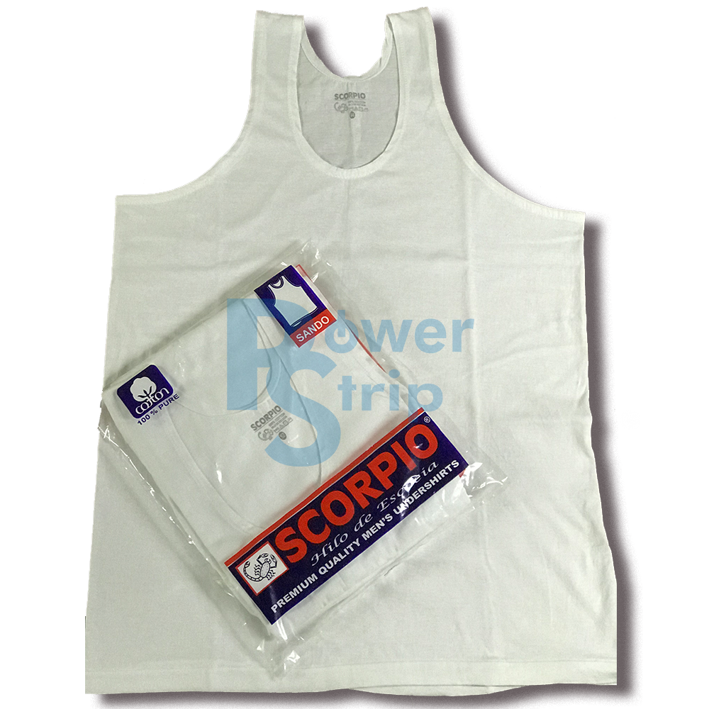 SCORPIO SANDO WHITE FOR ADULT PLAIN 100% PURE COTTON DE-HILO (6 pcs per ...