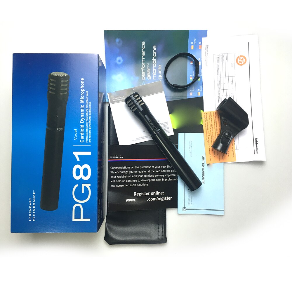 SHURE PG81 PG 81เกรด A คุณภาพเครื่องมือ Cardioid แบบไดนามิกไมโครโฟน ...