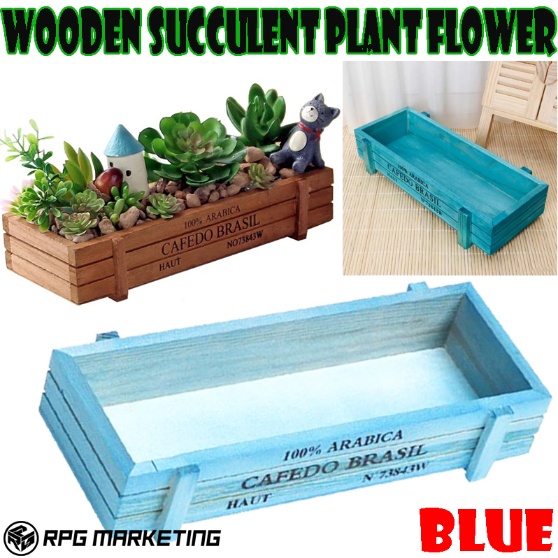 22.5*8*5cm Natural Wooden Succulent Plant Flower Bed Pot Box Garden ...