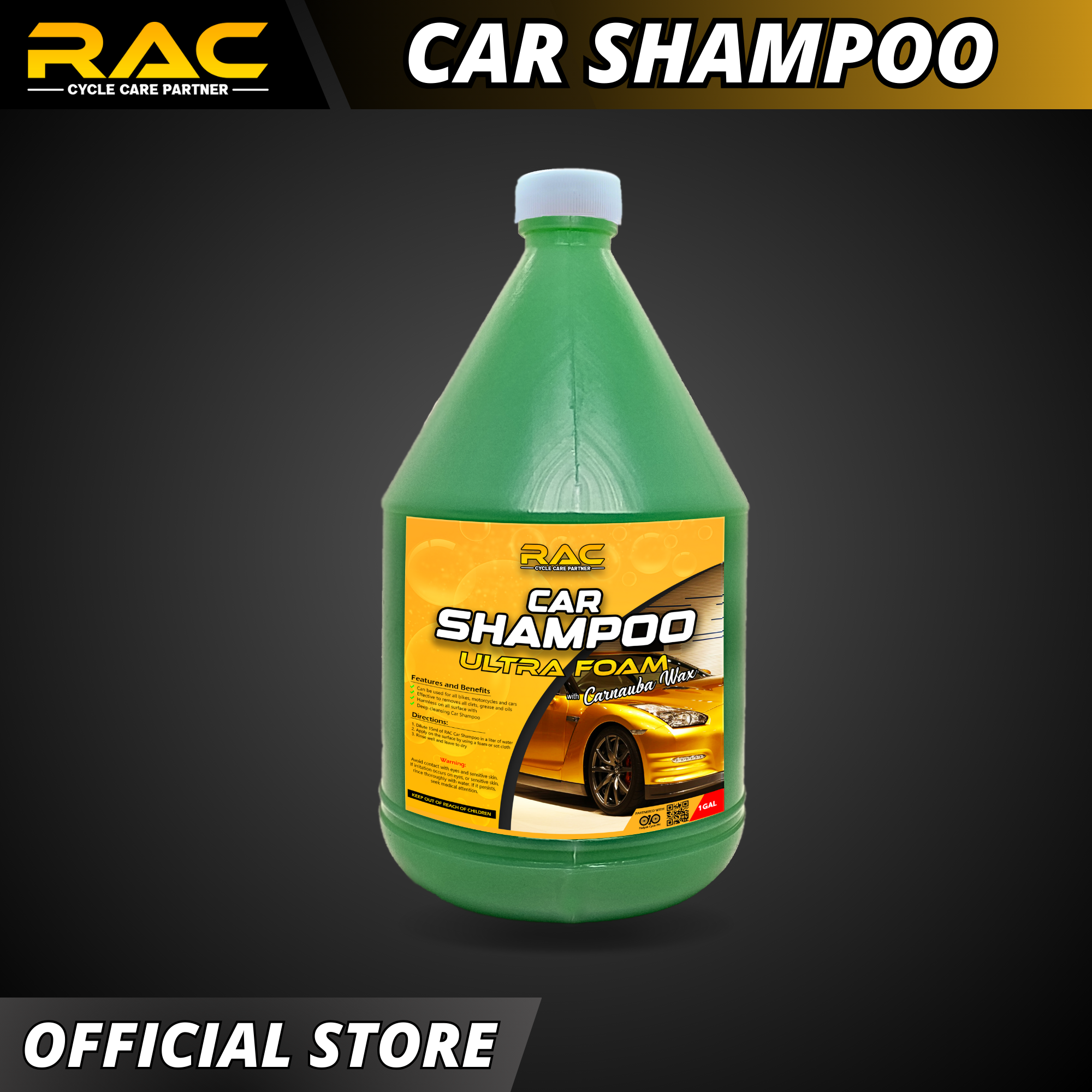 RAC 1 Gallon Car Shampoo Ultra Foam with Carnauba Wax | Lazada PH