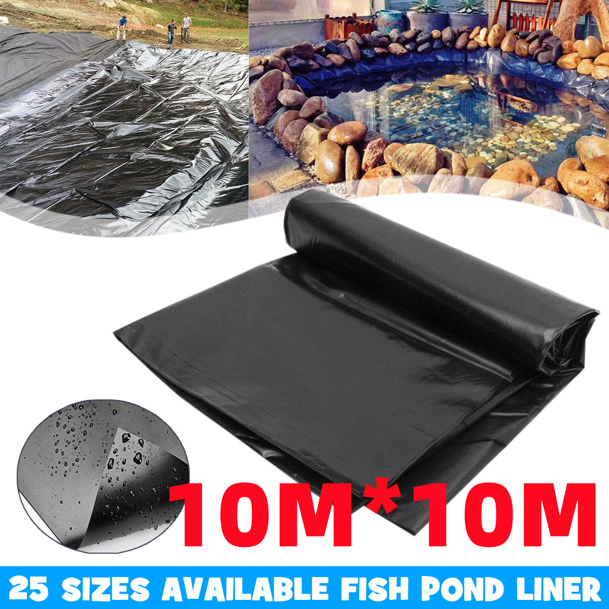 Durable Black Fish Pool Pond Liners Reinforced HDPE Membrane Outdoor ...