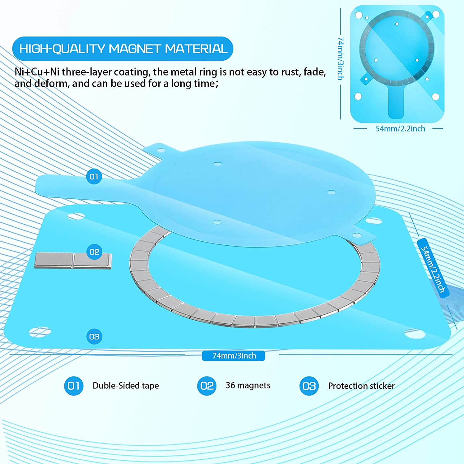 3 Pieces Magnet Sticker Magnetic Wireless Charging Magnet Circle Phone ...