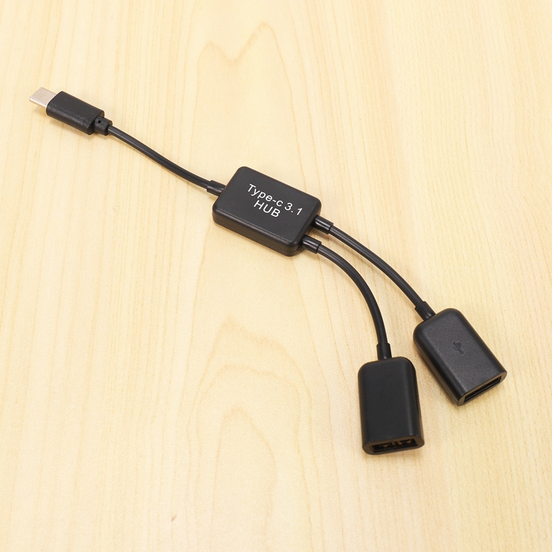 Type C OTG USB 3.1 Male to Dual 2.0 Female OTG Charge 2 Port HUB Cable ...