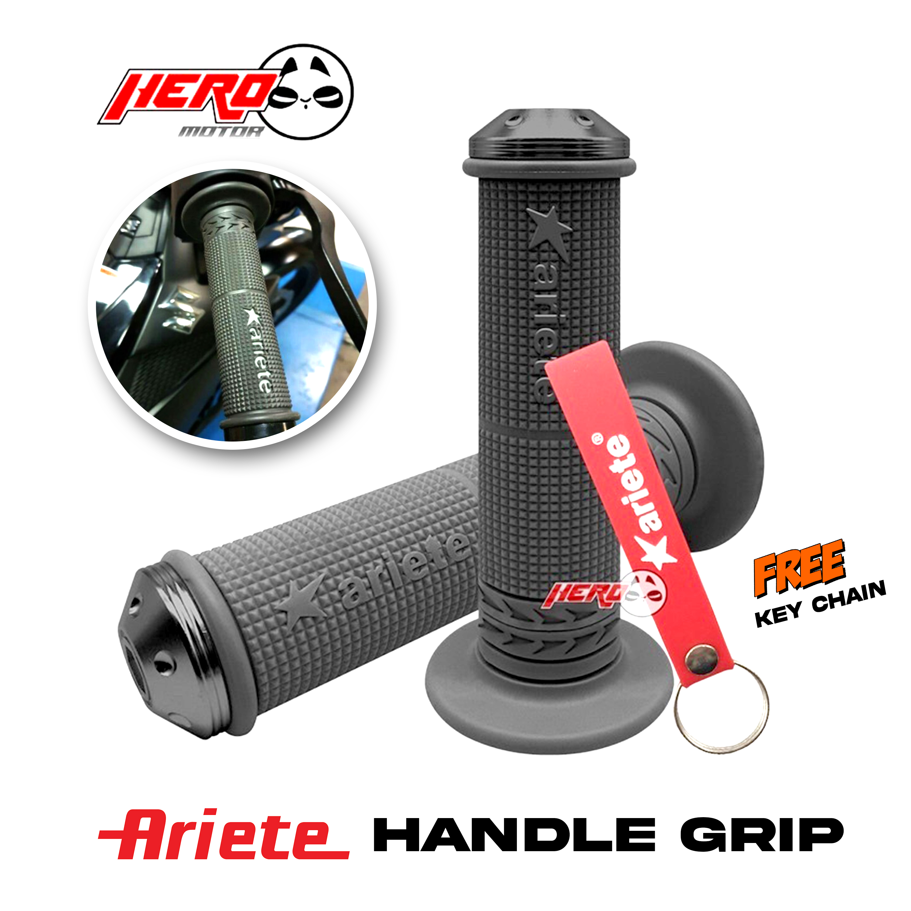 RUSI RAPID | ARIETE HANDLE GRIP WITH FREE BAR END AND KEYCHAIN | Lazada PH