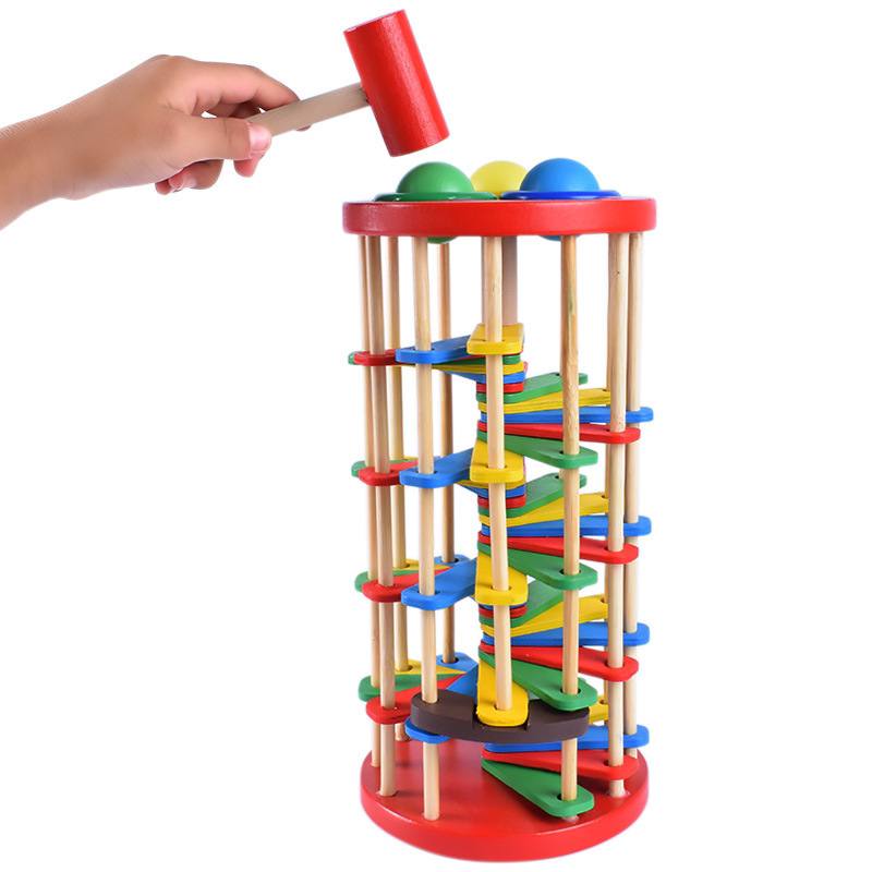 BYJ Wooden Knock Ball the Ladder Hammer Pounder Toy Montessori Toys ...