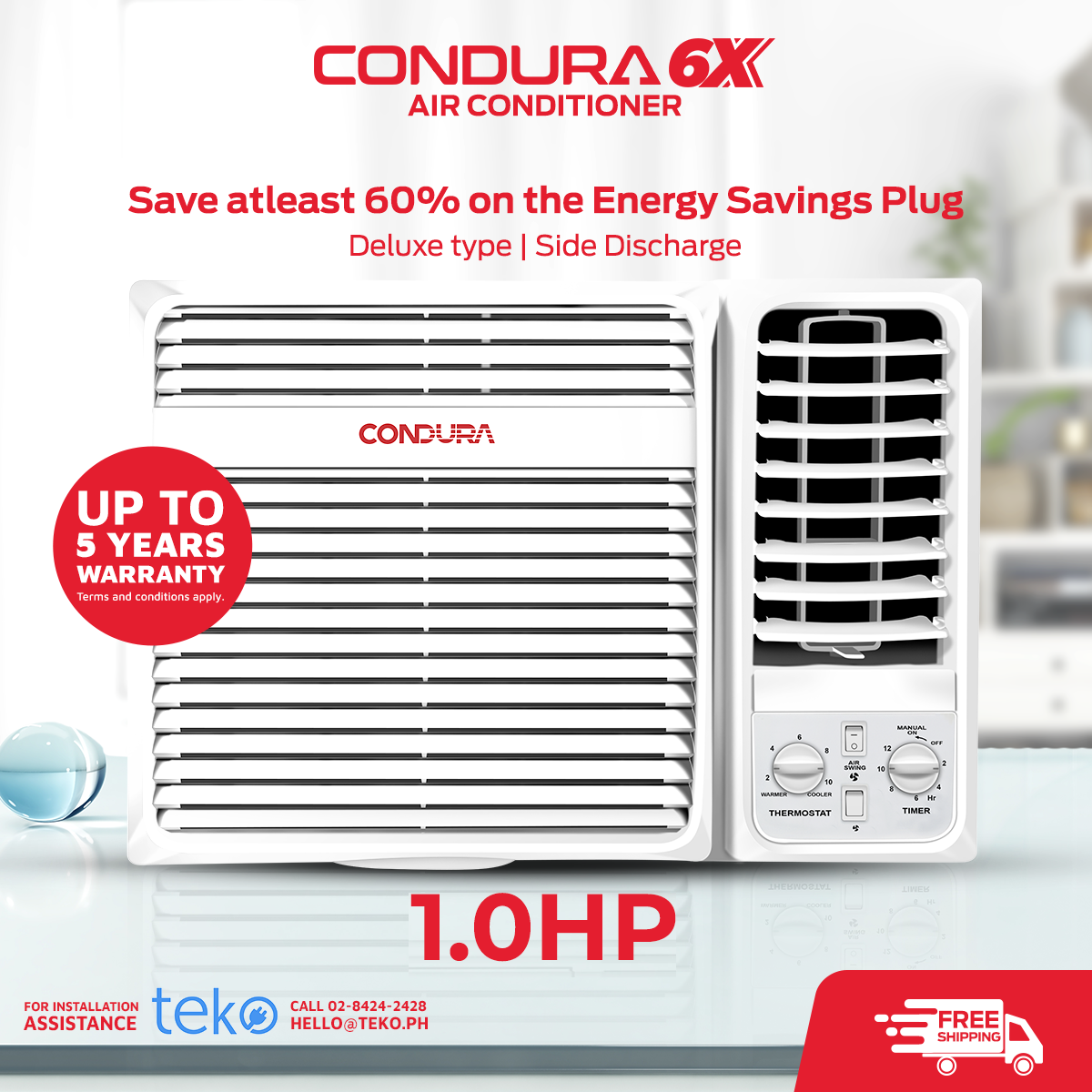 Condura 6X 1.0Hp High Energy Saving Window Type Air Conditioner ...