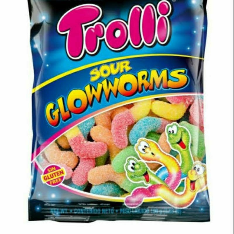 Classic Gummy bear / Sour Glowworms / Neon Squiggles (Trolli 500g ...