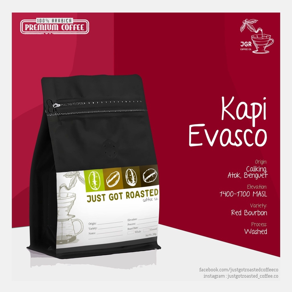 KAPI EVASCO Just Got Roasted Coffee Co. 100 Arabica Red Bourbon Coffee ...
