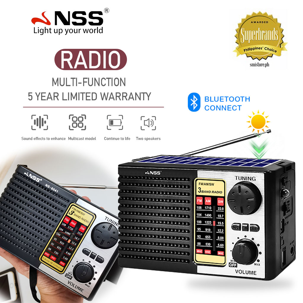 NSS Portable Bluetooth Radio with 3 BAND FM/AM/SW 3 USB/TF PLAYER NS ...
