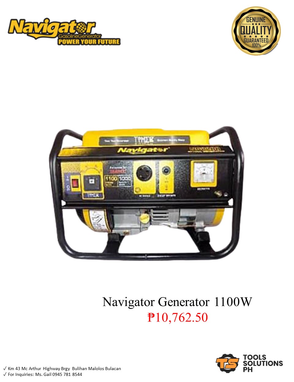 NAVIGATOR (SUMEC) 1.1KVA NVNG2200 GENERATOR | Lazada PH