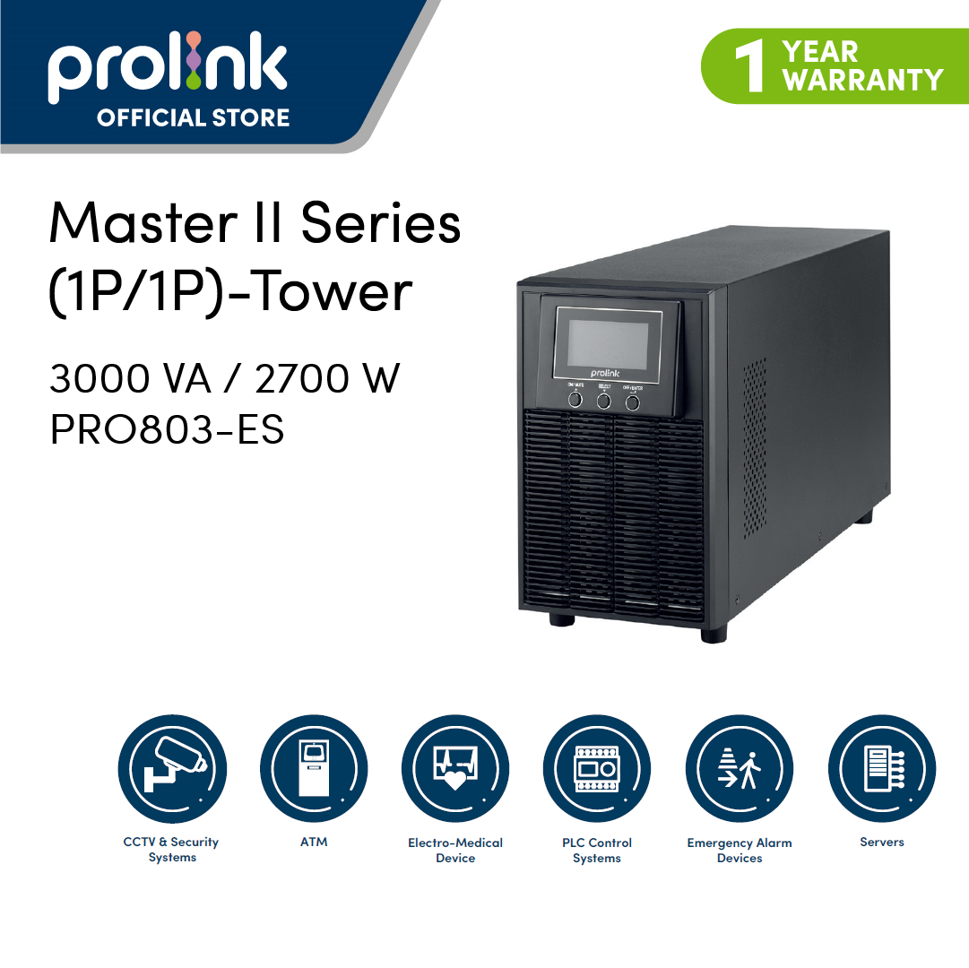 Prolink PRO803ES 3000VA, 2700W Pure Sine-Wave Online UPS w/AVR for CCTV ...