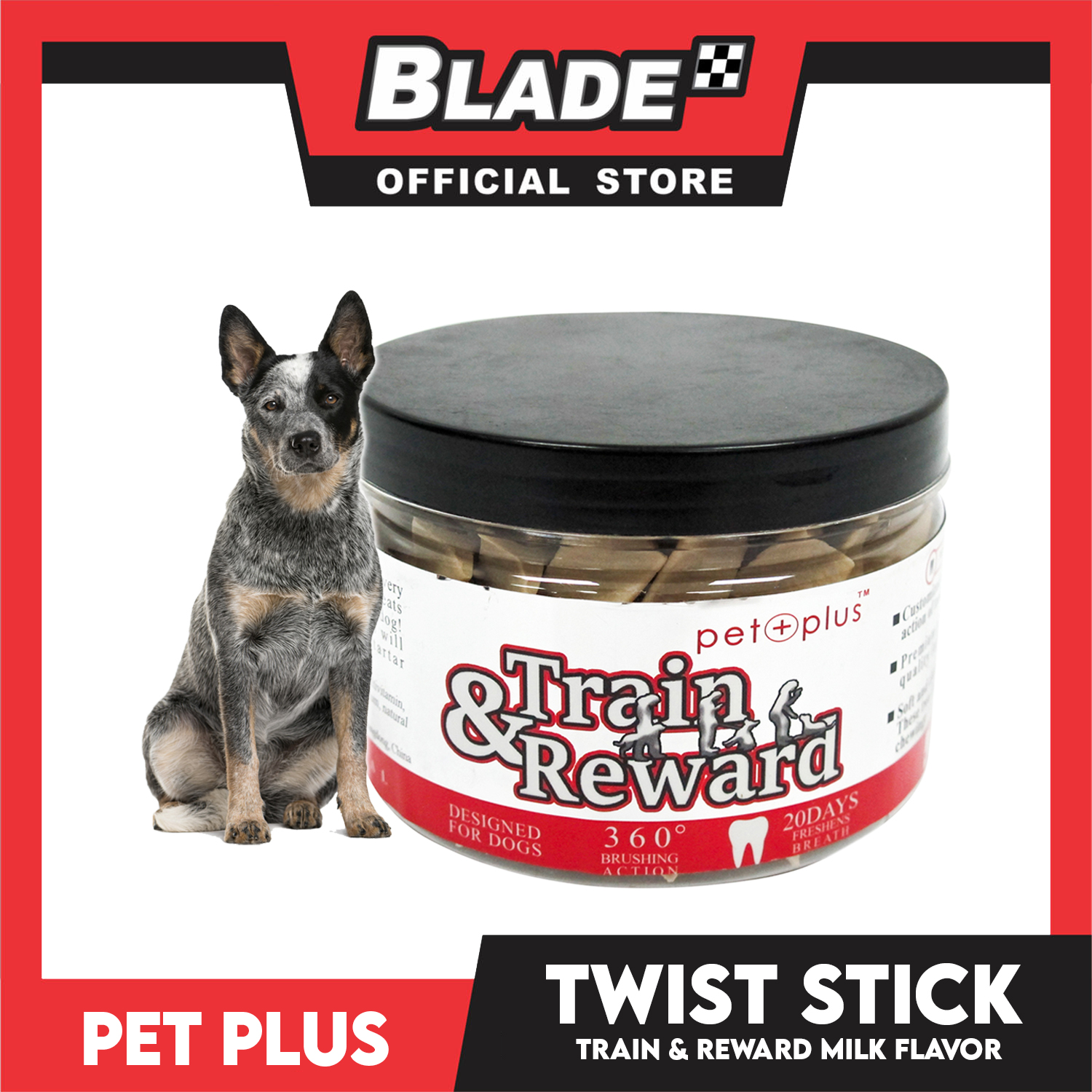 Pet Plus Train and Reward Dental Star Stick In a Jar (Twist Bone Milk ...