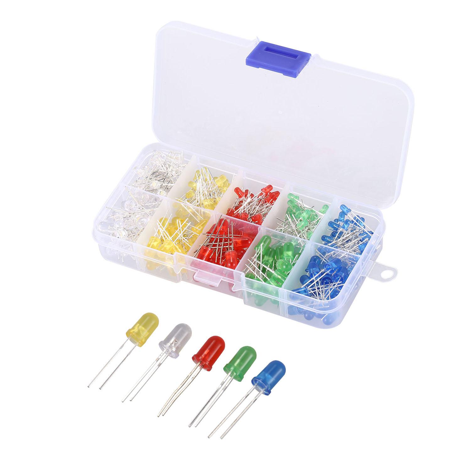 200 pcs 3mm 5mm LED Light diode White Yellow Red blue Green Assortment ...