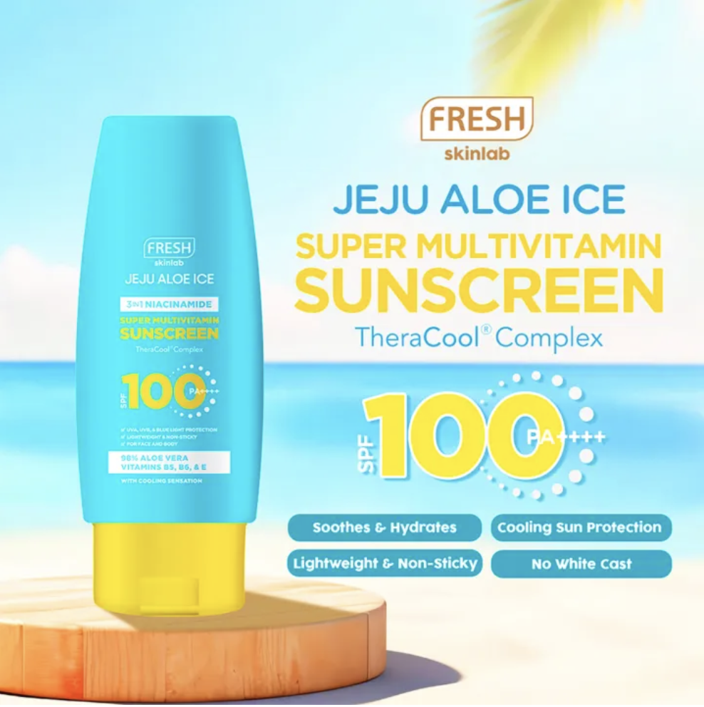 FRESH Jeju Aloe Ice 3 in 1 Niacinamide Super Multivitamin Sunscreen SPF ...