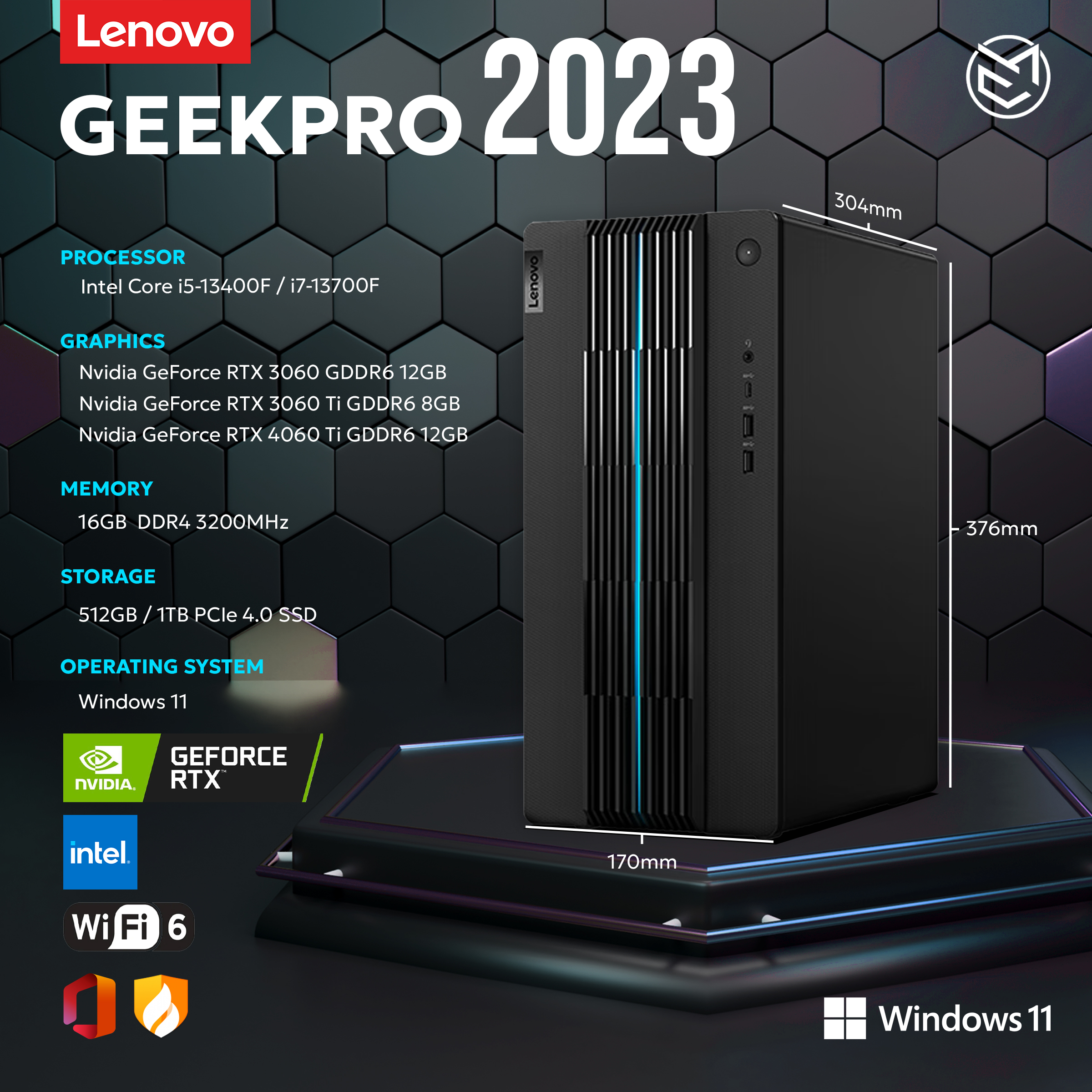 Lenovo Geek Pro 2023 CPU 13th Gen RTX 3060/3060Ti/4060Ti 16GB RAM 512GB ...