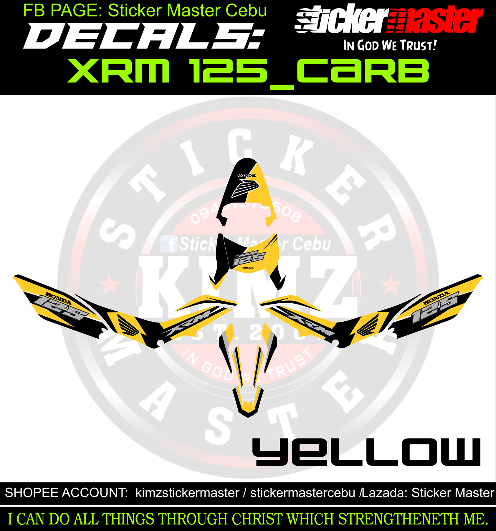 XRM 125 CARB FULL DECALS YELLOW | Lazada PH
