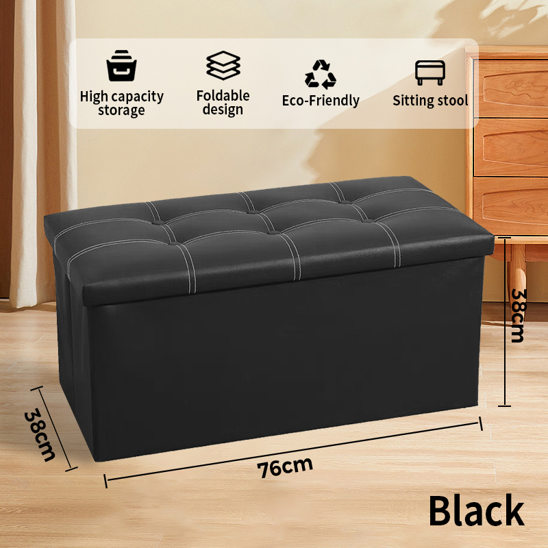 Ottoman leather storage stool rectangular storage box storage stool ...