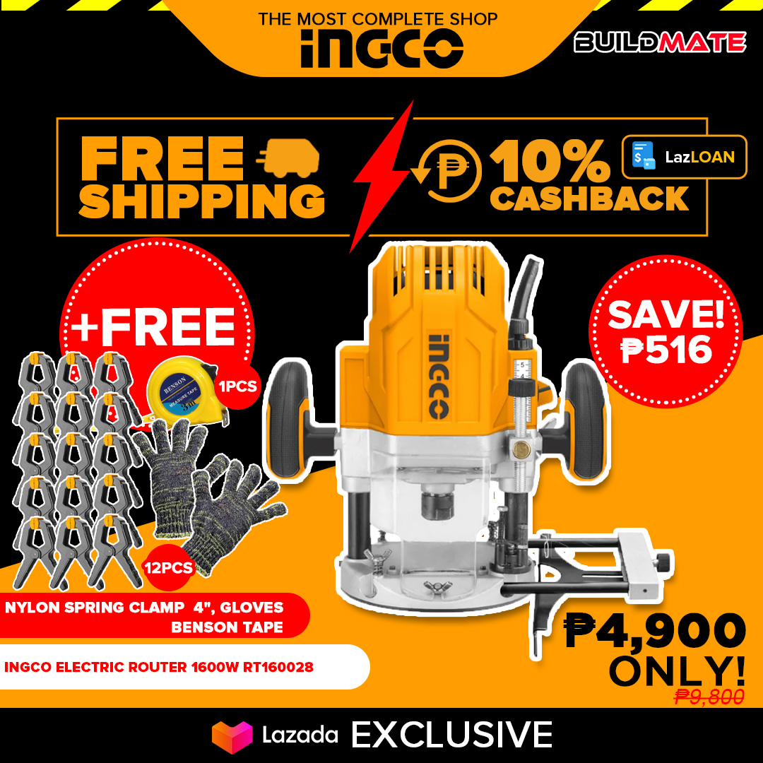 BUILDMATE Ingco Electric Router 1600W Plunge Router Machine Laminate ...