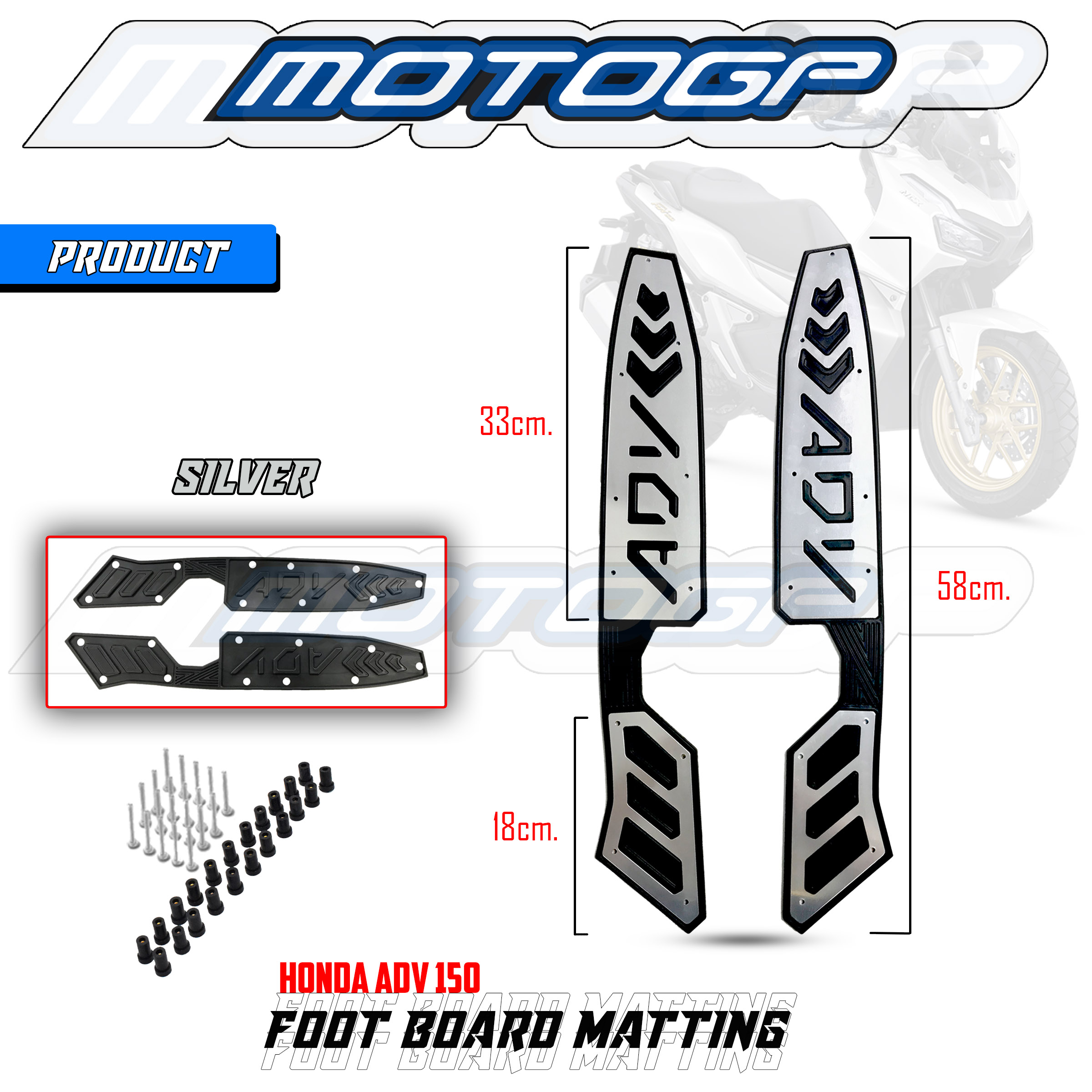 1 set CNC Alloy Matting For HONDA ADV 150 RUBBER FOOTBOARD WITH BOLTS ...