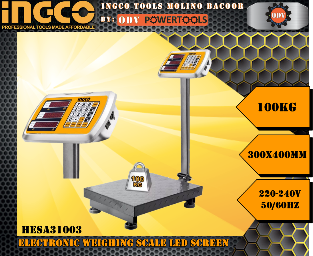 Ingco HESA31003 100kg Industrial Electronic Weighing Scale 300x400mm ...