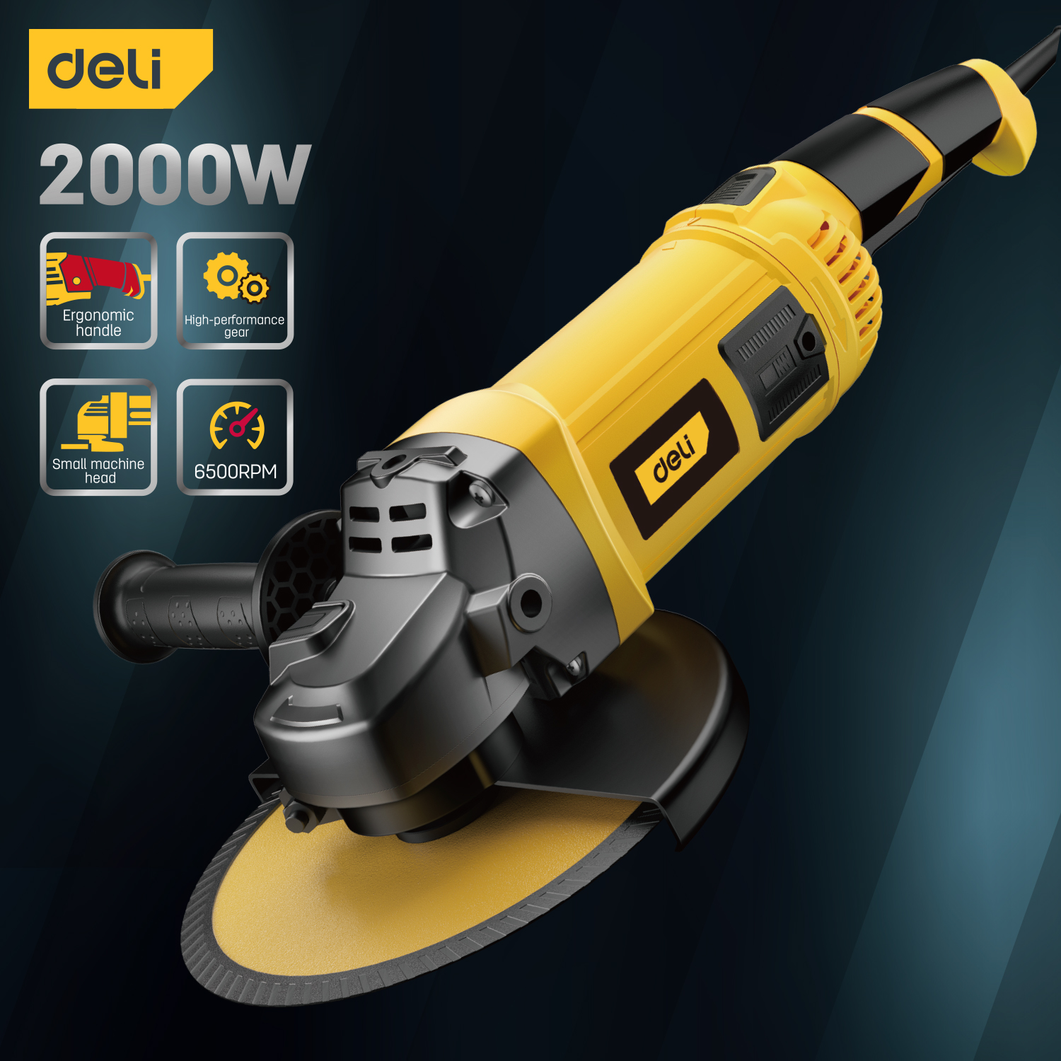 Deli Heavy Duty Angle Grinder 2000W Polisher Electric Angle Grinder EDL ...