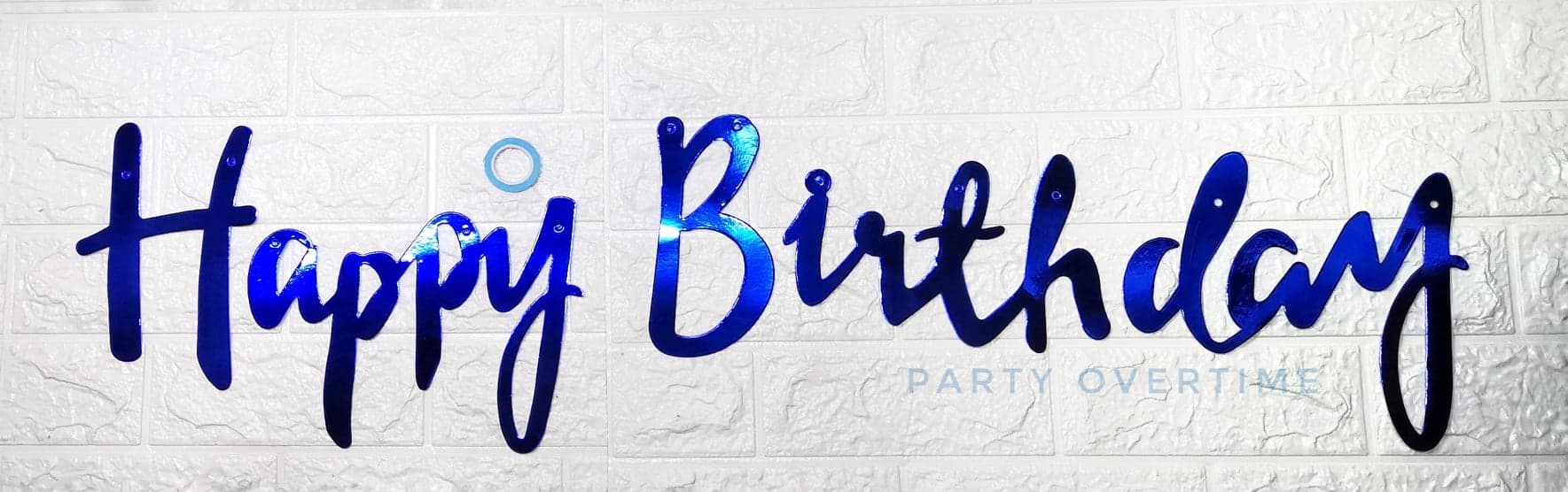 Metallic Blue Bunting Cursive Happy Birthday Banner Banderitas Flag ...