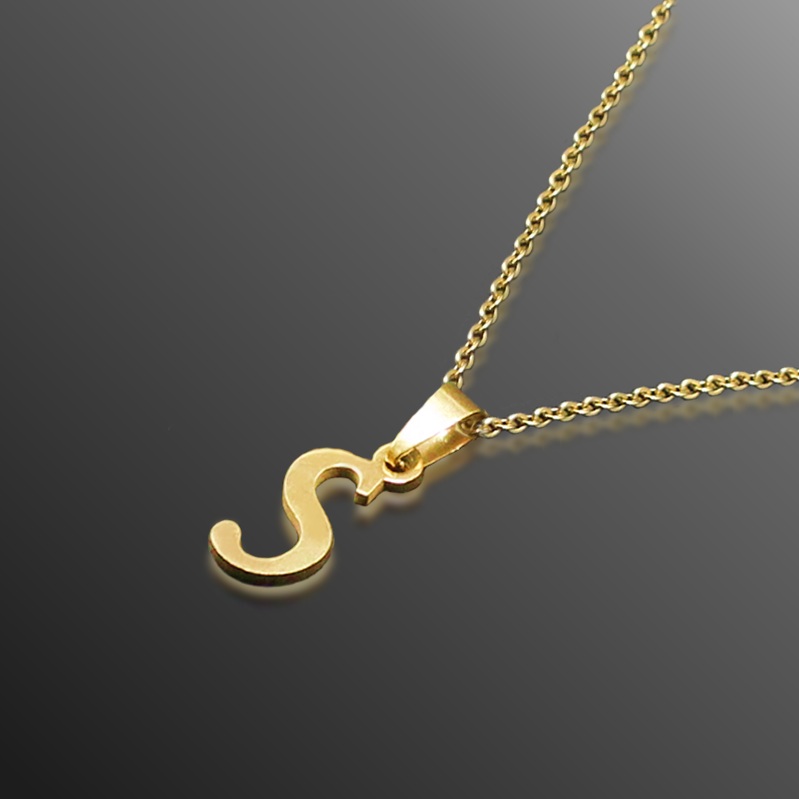 Stainless Steel Gold Stylish Font Initial Letter S Necklace | Lazada PH