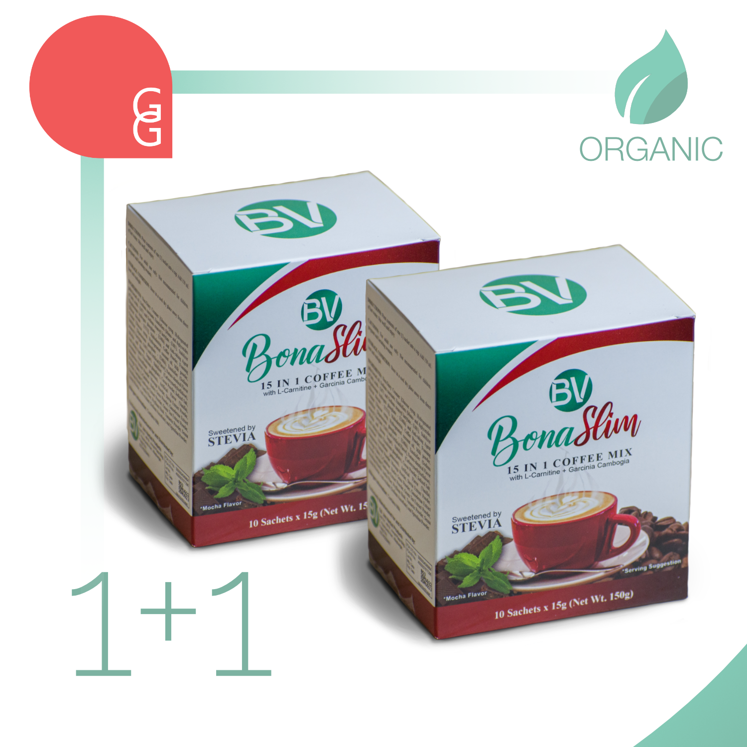 BonaSlim 15 in 1 Coffee 1 + 1 [150g per Sachet] | with L-Cartnitine ...