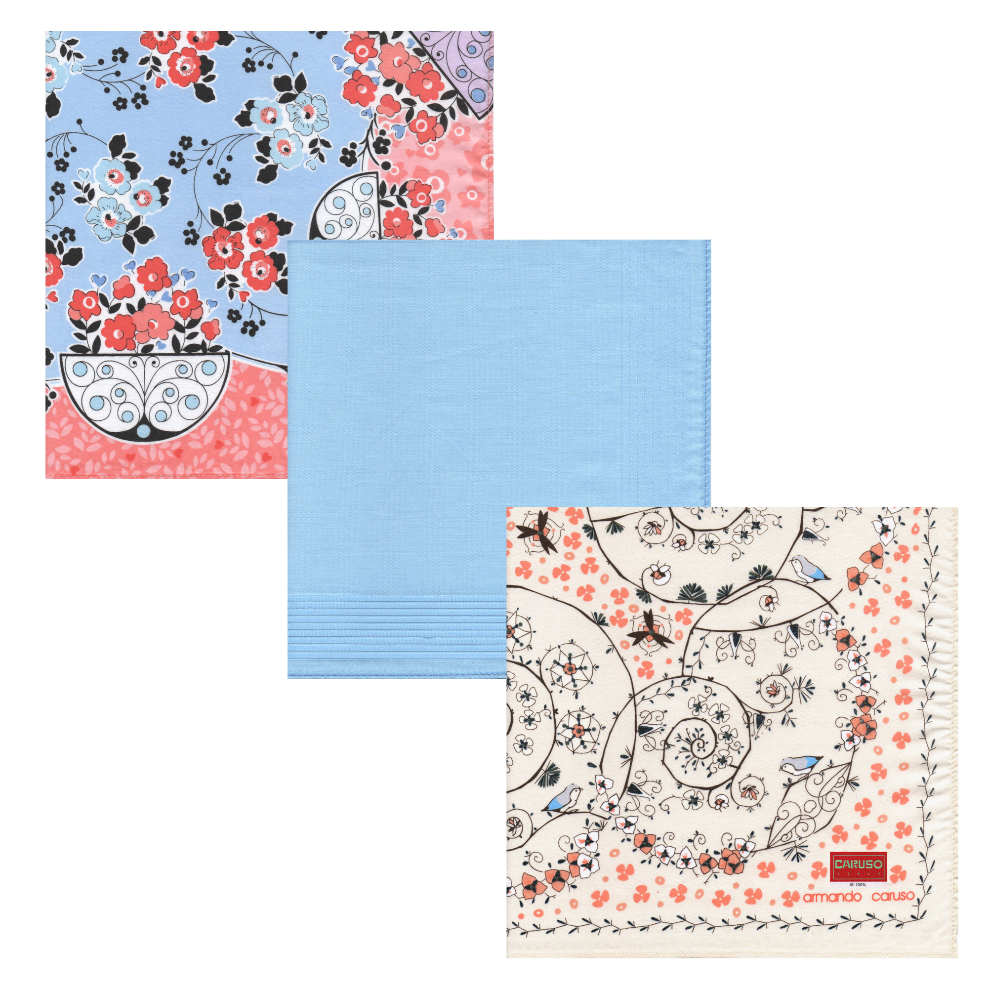 Caruso Ladies' Printed Handkerchief Summer 2021 Collection 17"x17 ...