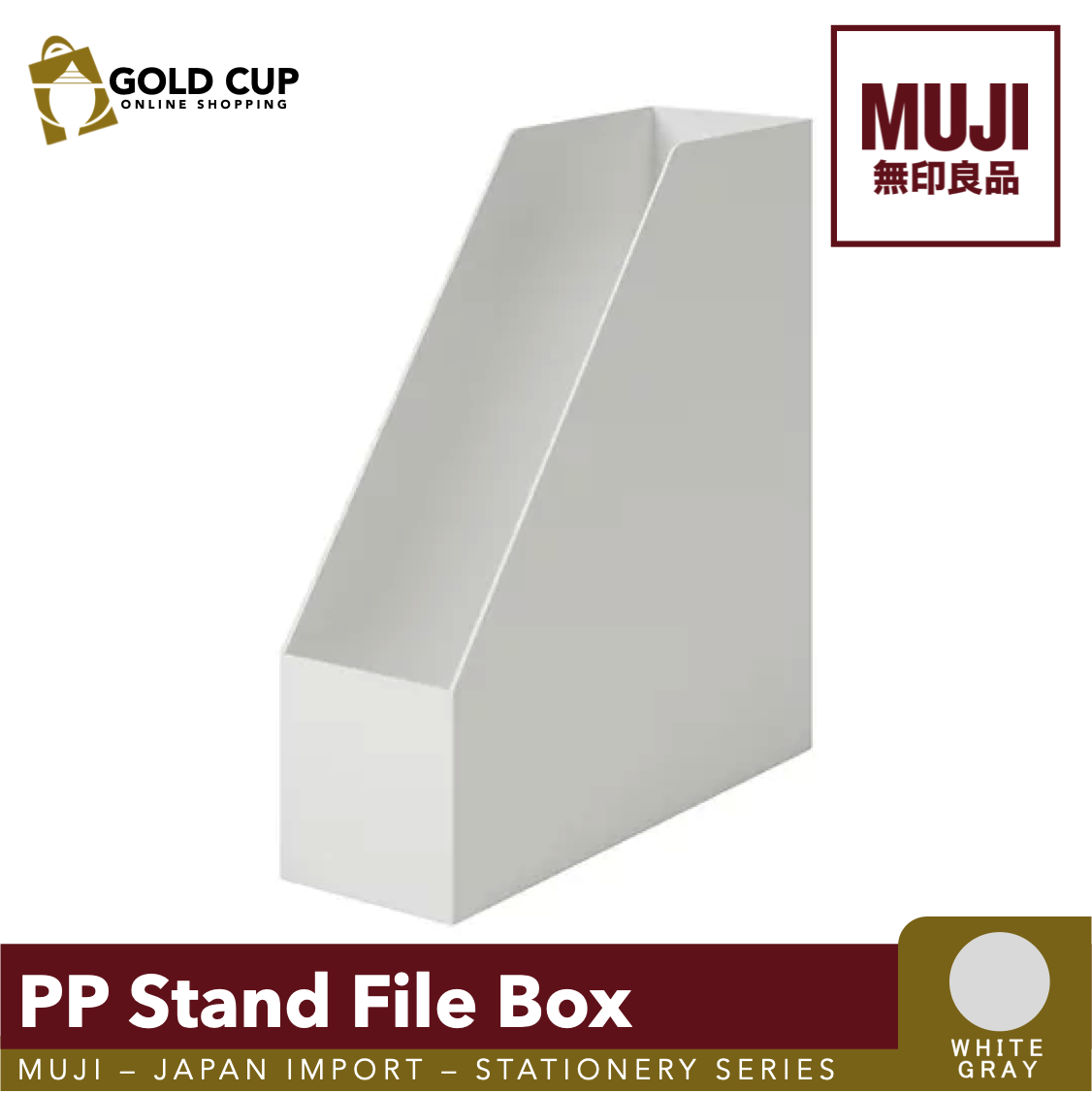 MUJI PP Stand File Box - White Gray (File Boxes) | Lazada PH