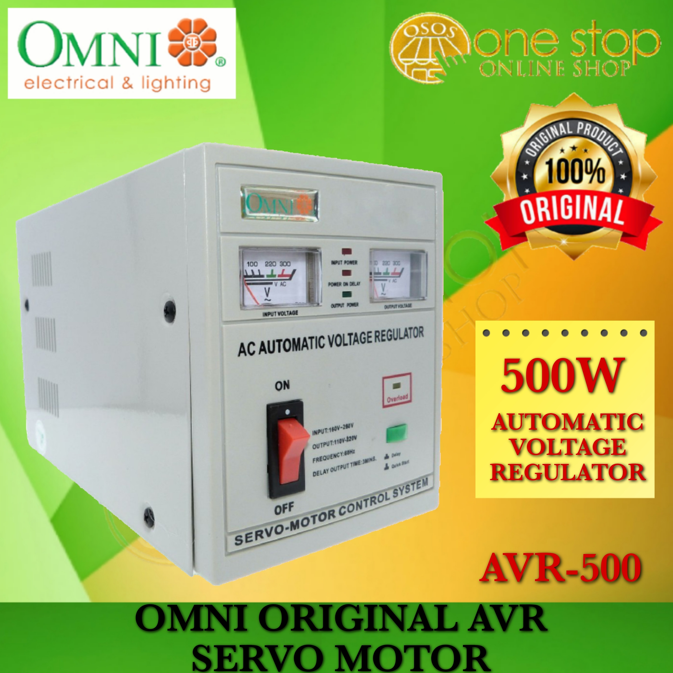 Omni Original AVR Servo Motor Automatic Voltage Regulator 500W AVR-500 ...