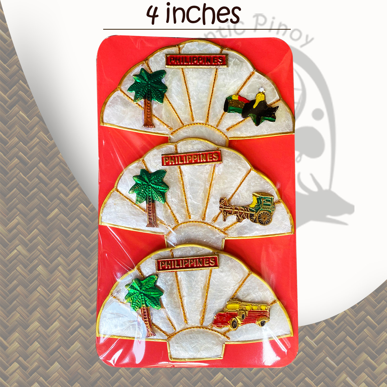 Set of 3 Ref Magnet / Fridge Magnet Fan with Philippine Icons Design ...