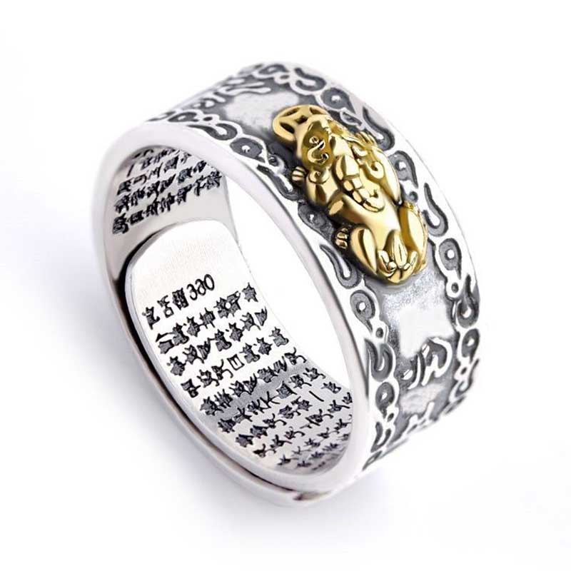 Piyao Rings Retro Chinese Dragon Charms Feng Shui Amulet Wealth Lucky ...