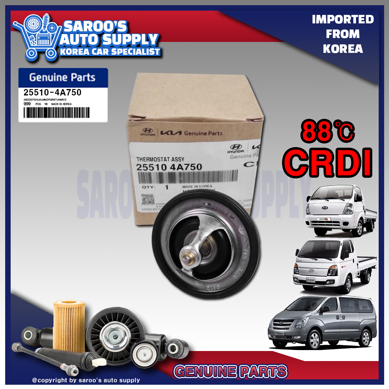 [Genuine] Thermostat For Hyundai Grand Starex (07-18) ,H100 (18-23 ...