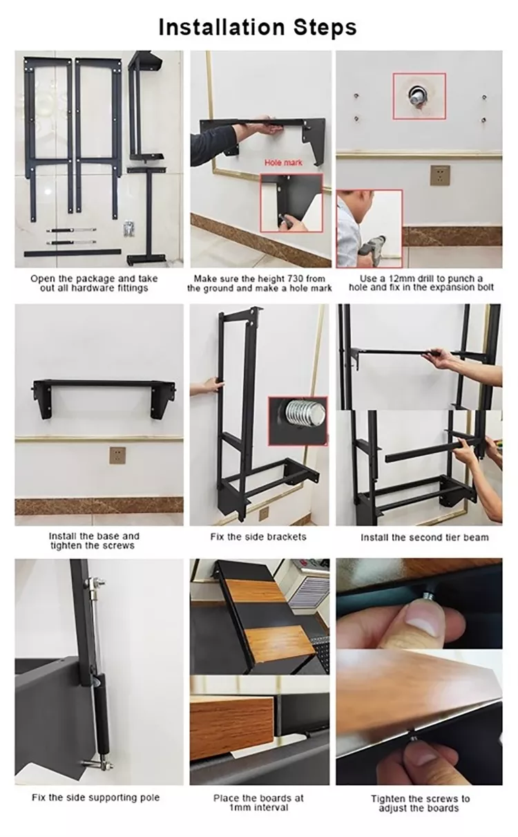 murphy table, wall shelves table, foldable table, spacesaver table ...