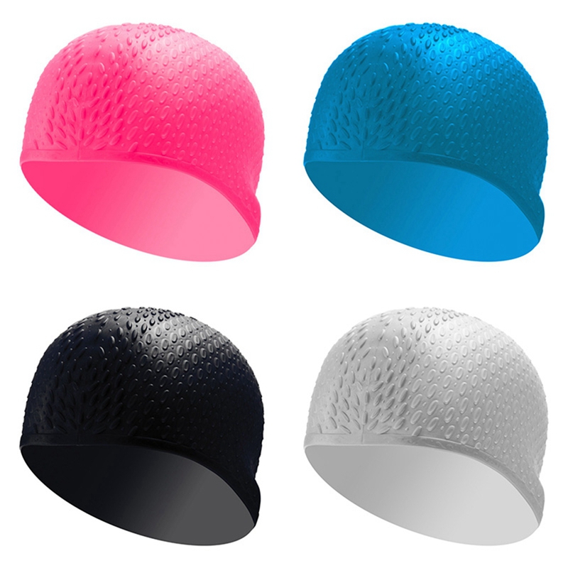 Silicone Waterproof Swimming Caps Protect Ears Long Hair Sports Swim ...