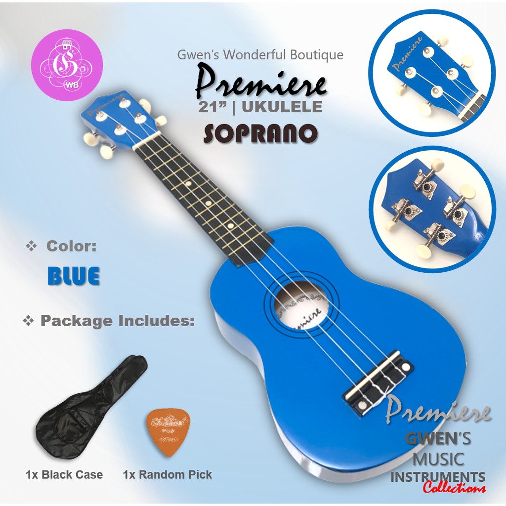 Gwen's Music Instruments Soprano Ukulele 21 inch Premiere with Case and ...