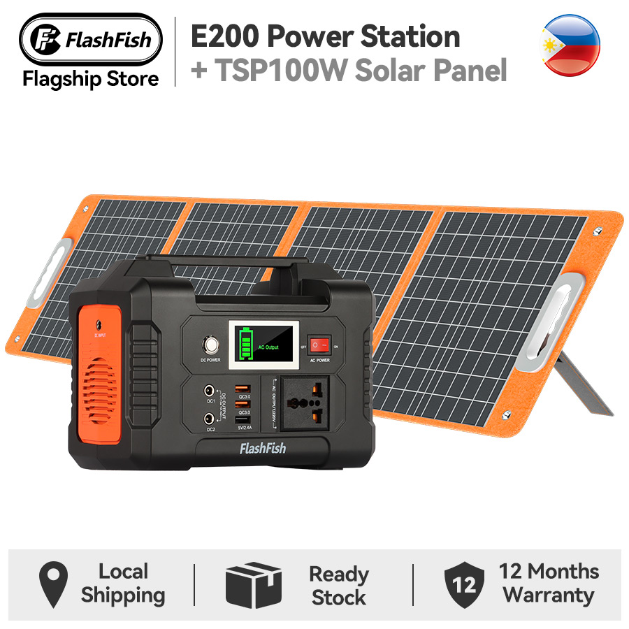 Flashfish E200 Power Station 200W/151Wh Solar Generator With TSP100W ...
