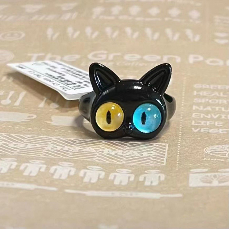 Funny Black Cat Small Monster Ring Big Eye Sweet Cool Cartoon Lovely ...
