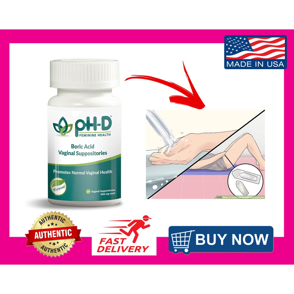 PHD Boric Acid Vaginal Suppositories, Made in The U, 24 pcs, for BV ...
