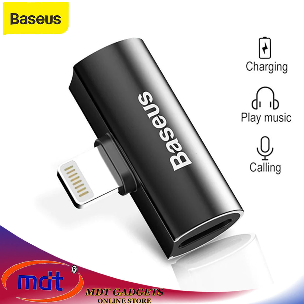 Baseus Audio Converter L46 Adapter from Lightning Male to 2x Lightning ...