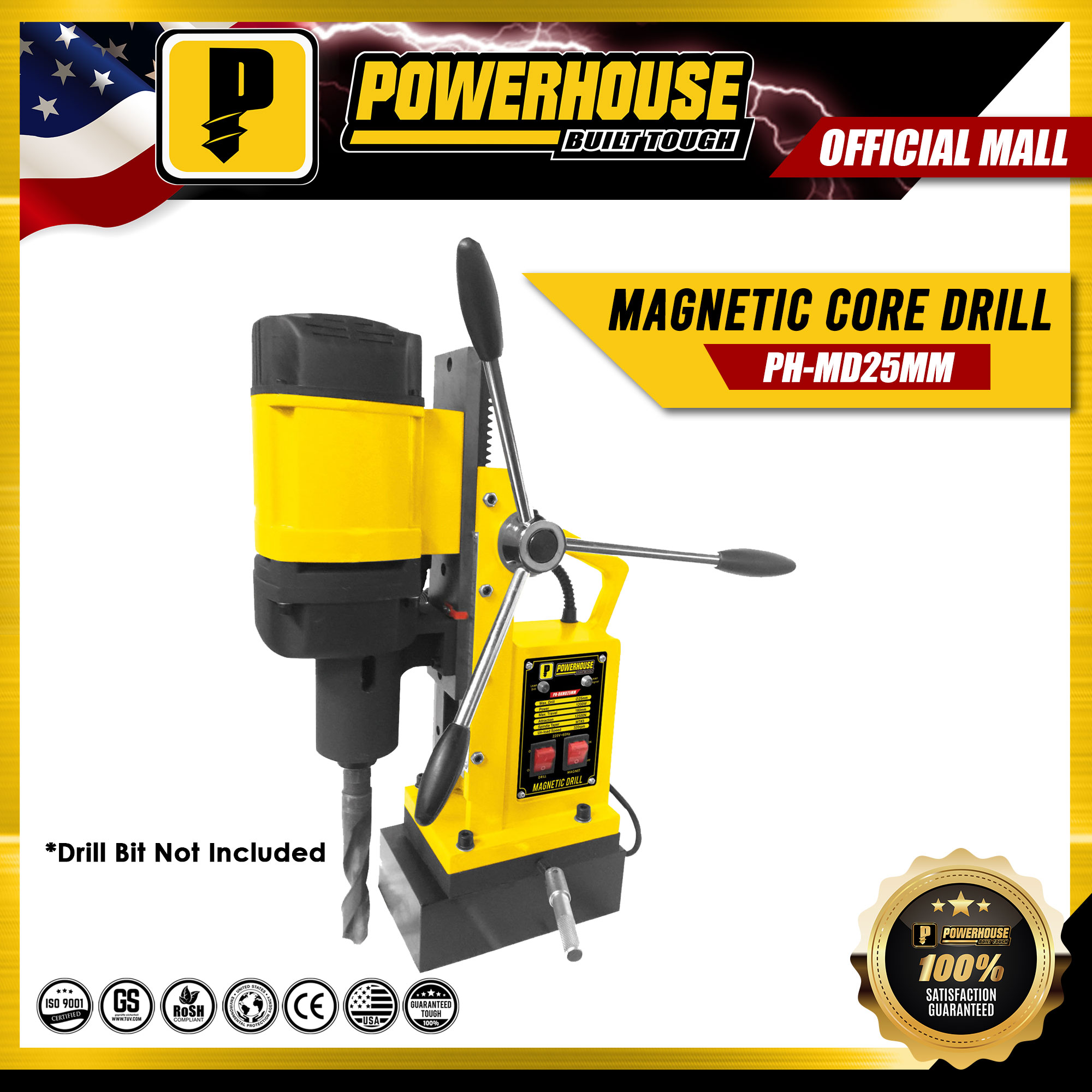Powerhouse USA Magnetic Core Drill 25mm 1200w 100% Copper PH-MD25MM ...