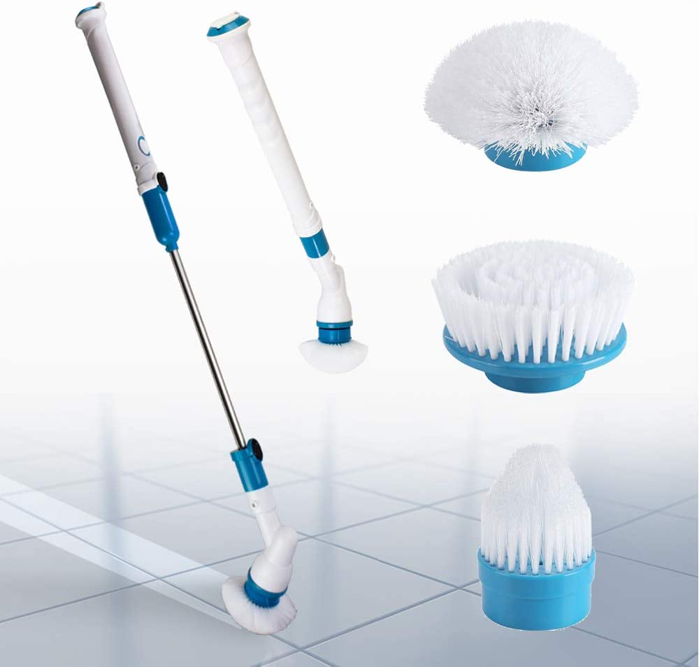 Electric Scrubber Power Cleaner with 3 Replaceable Brush Heads and ...