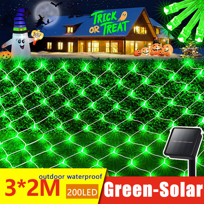 Solar Net Lights 200 LED 9.8Ft x 6.6Ft Bush Net Lights Outdoor Mesh ...